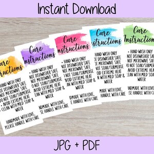 Digital Download - Care Instructions - Thank You Notes - Decal ...