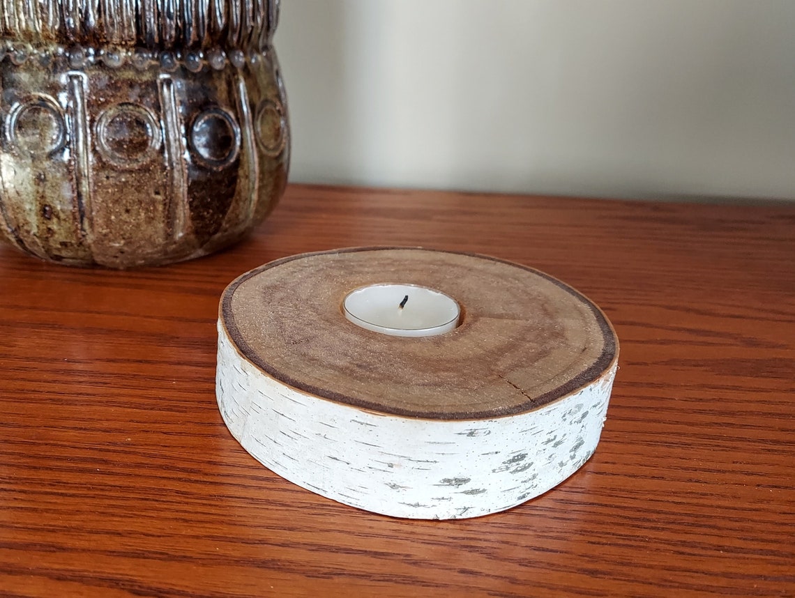 Birch Log Tea Light Holder - Etsy