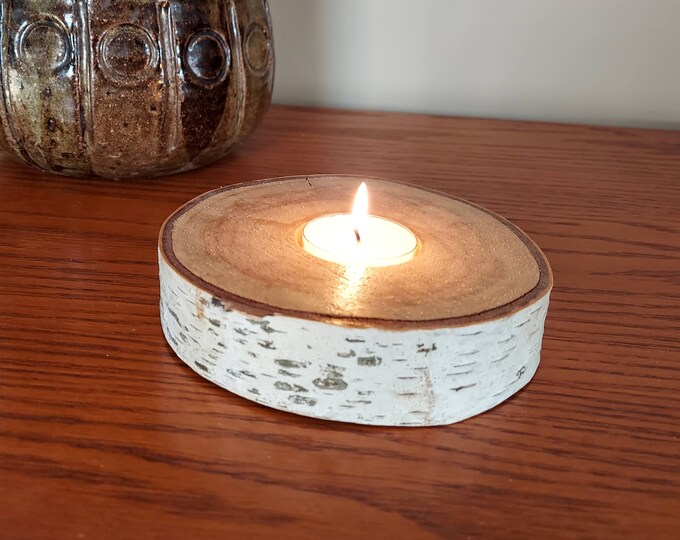 Birch Log Tea Light Holder - Etsy