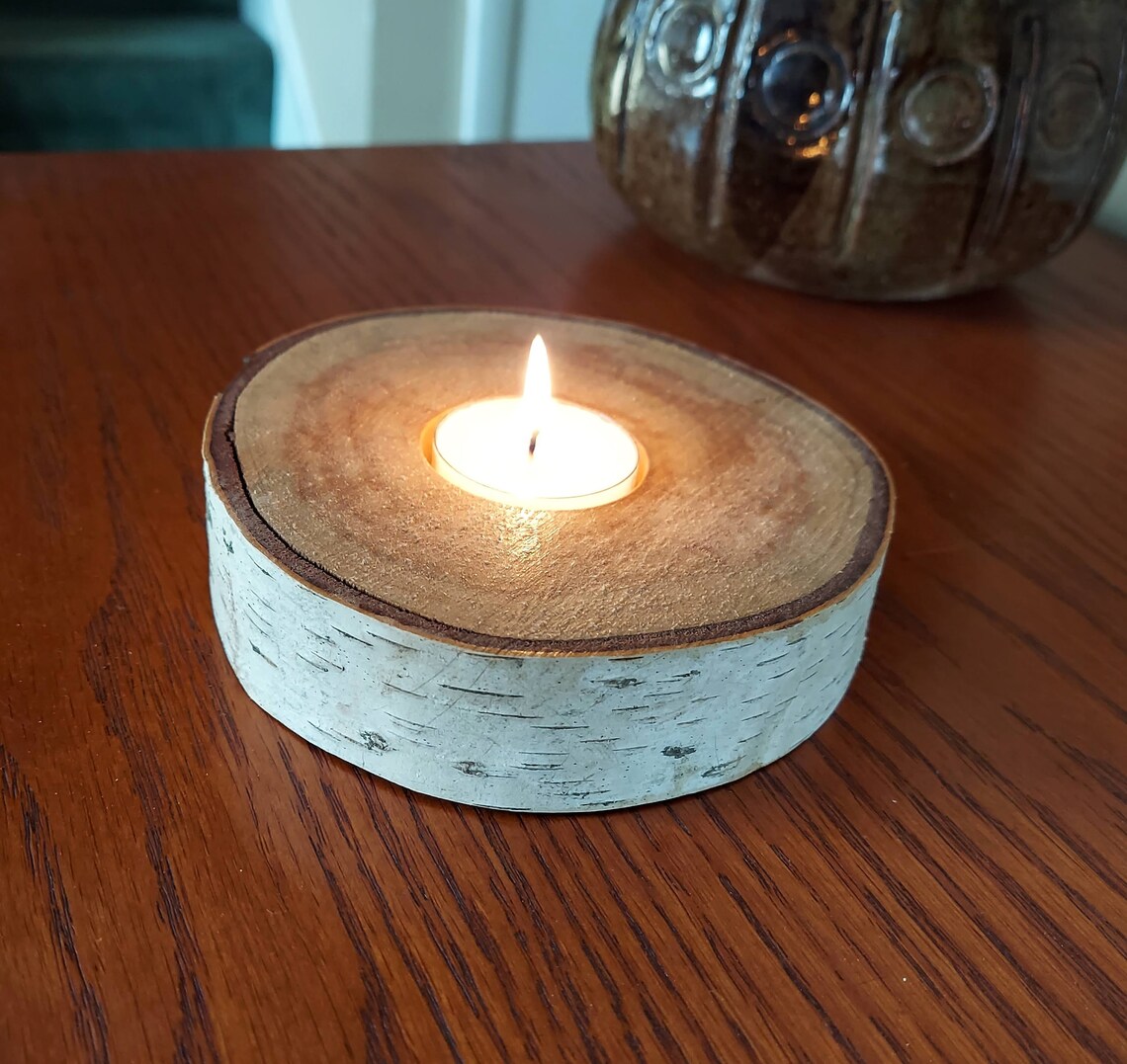 Birch Log Tea Light Holder - Etsy