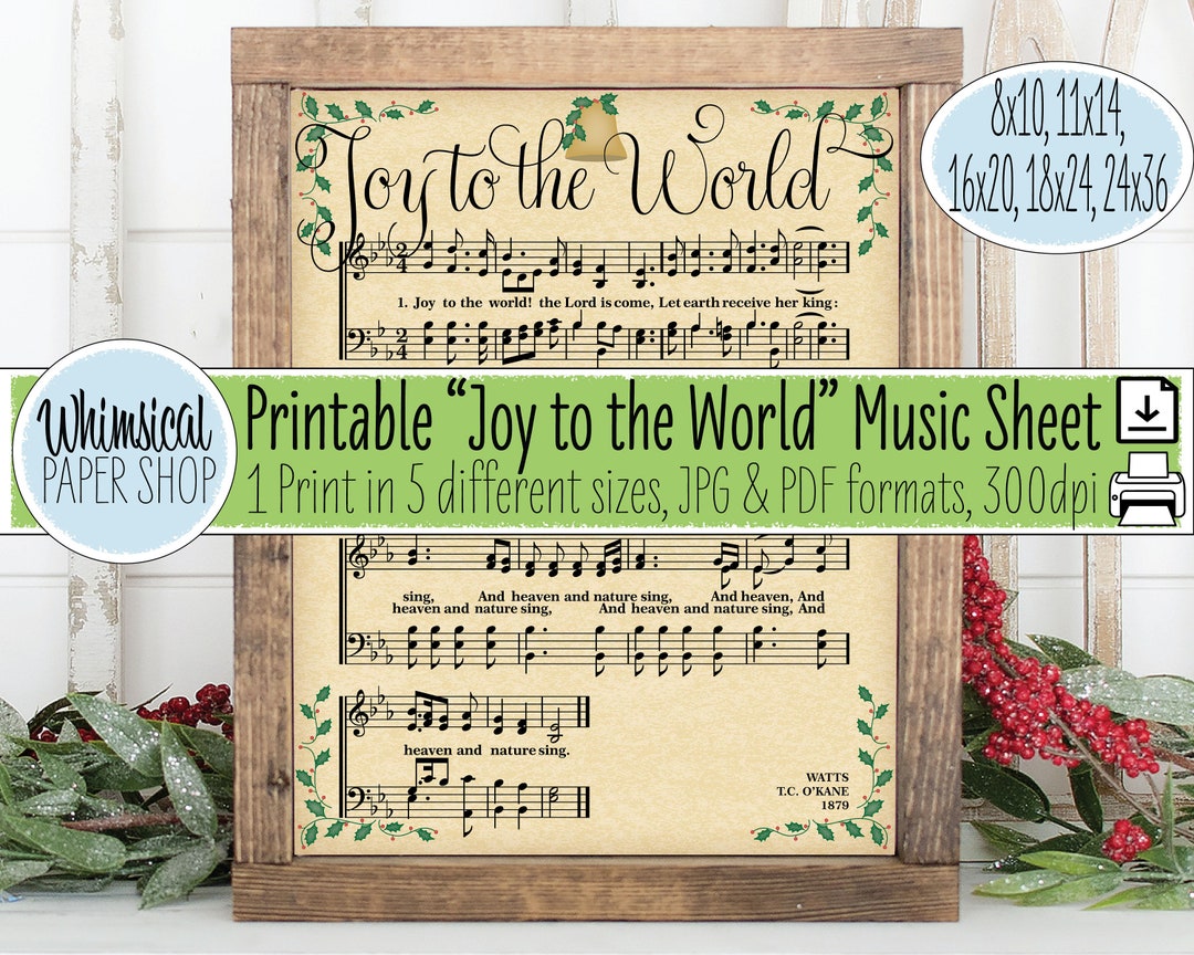 Christmas Song Printables, Joy to the World Printable, Joy to the World ...
