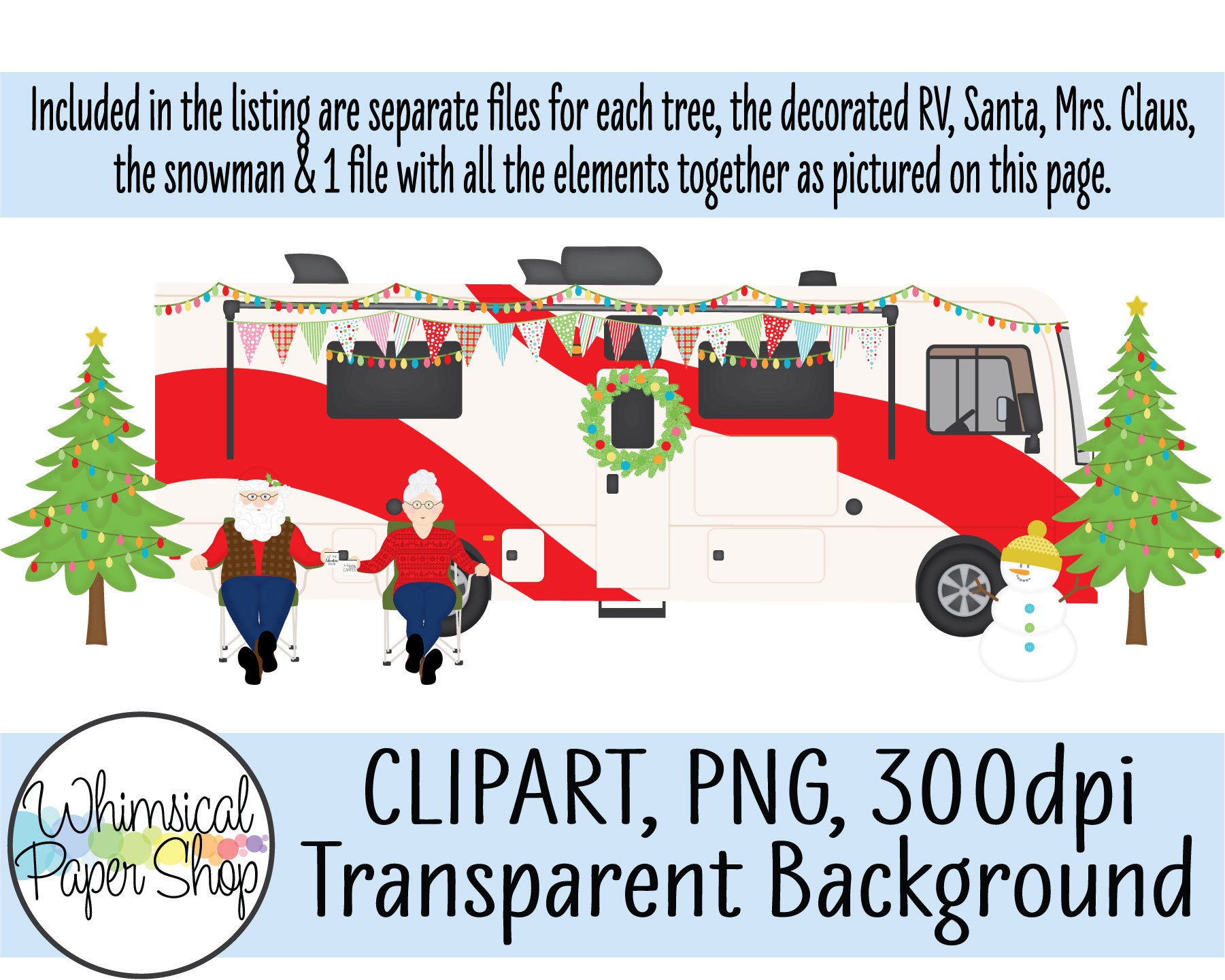 RV Camping Santa Clipart Set Santa and Mrs Claus Santa Claus - Etsy