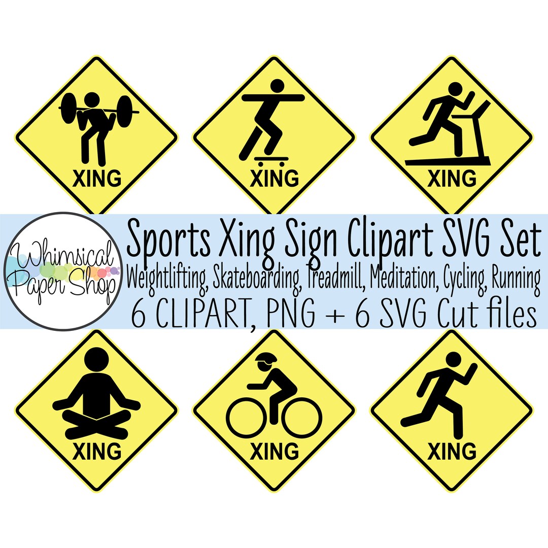 Crossing Sign SVG Clipart, Printable Xing Sign, Running Stick Figure ...