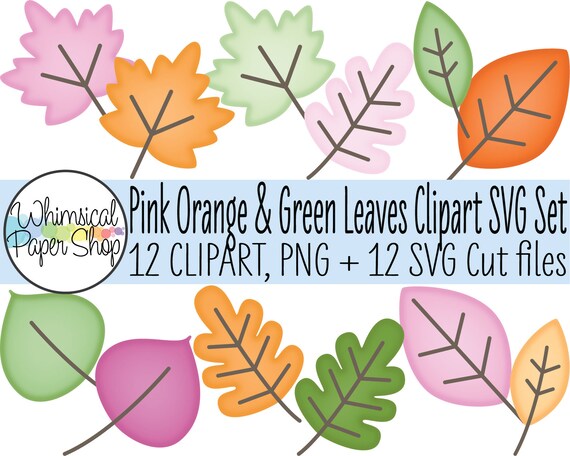 Fall Leaves Clipart SVG Set Fall Leaf Clipart Pink Leaf - Etsy