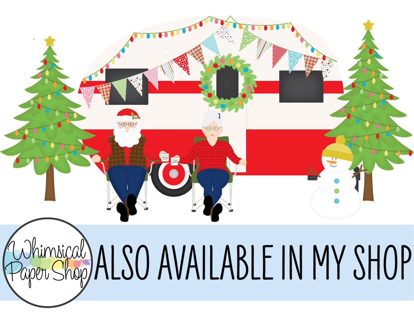 RV Camping Santa Clipart Set Santa and Mrs Claus Santa Claus - Etsy