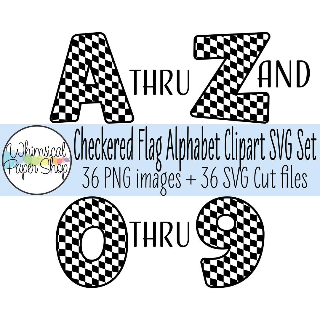Checkered Flag Alphabet SVG Clipart, Race Car Letters for Race Car ...