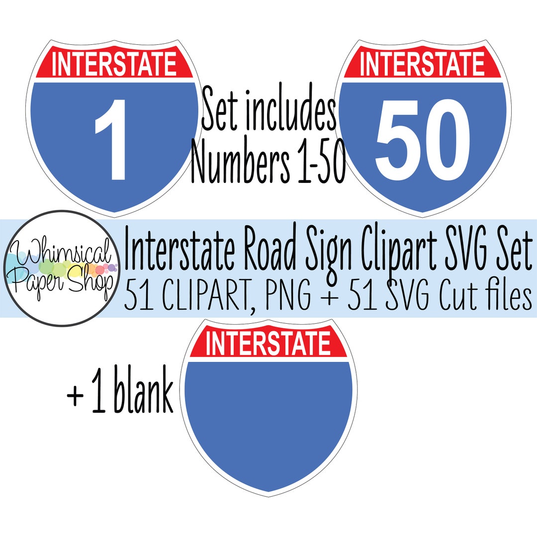 Interstate Sign SVG Clipart Set 1-50, letrero imprimible, imágenes ...