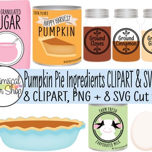 Pumpkin Pie Clipart SVG Set, Baking Clipart Baking Svg, Cooking Svg ...