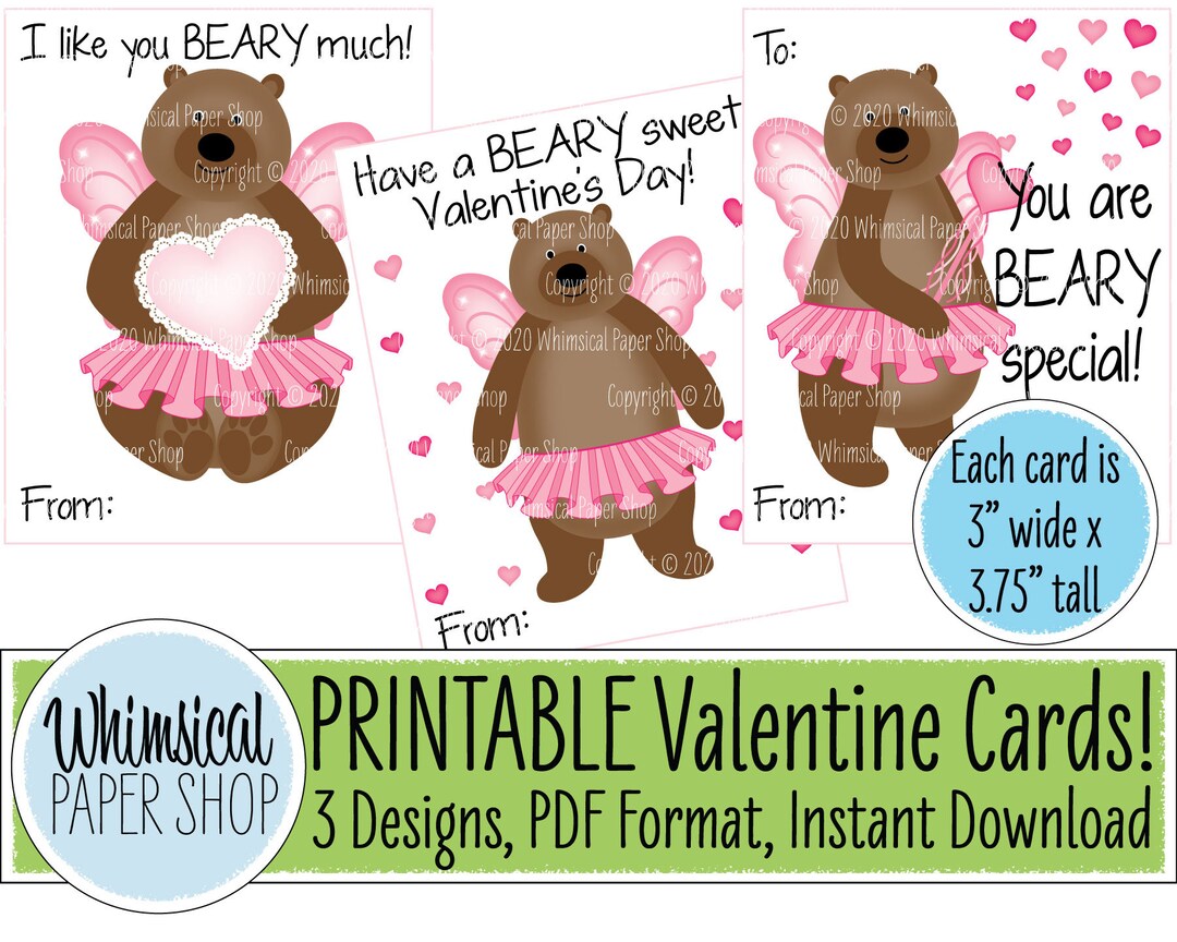 Printable Valentine's Day Cards for Kids, Valentine Tag Set, Printable ...