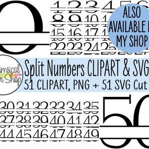 Split Monogram SVG & Clipart Set, Table Number Svg, Split Number Svg ...