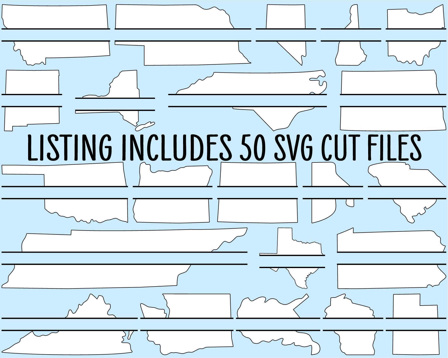 SVG Split State Shape cut files split state outline svg for | Etsy