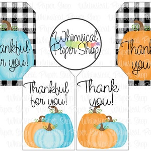 Pumpkin Gift Tags, Printable Thank You Tag, Fall Favor Tags, Fall Thank ...