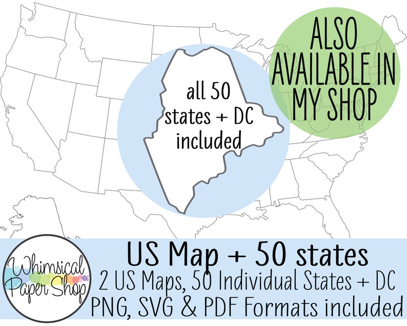 United States Map CLIPART SVG PDF Set Us Map Svg State Svg - Etsy
