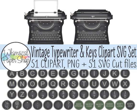 Antique Typewriter Clipart SVG Set Old Typewriter Svg - Etsy