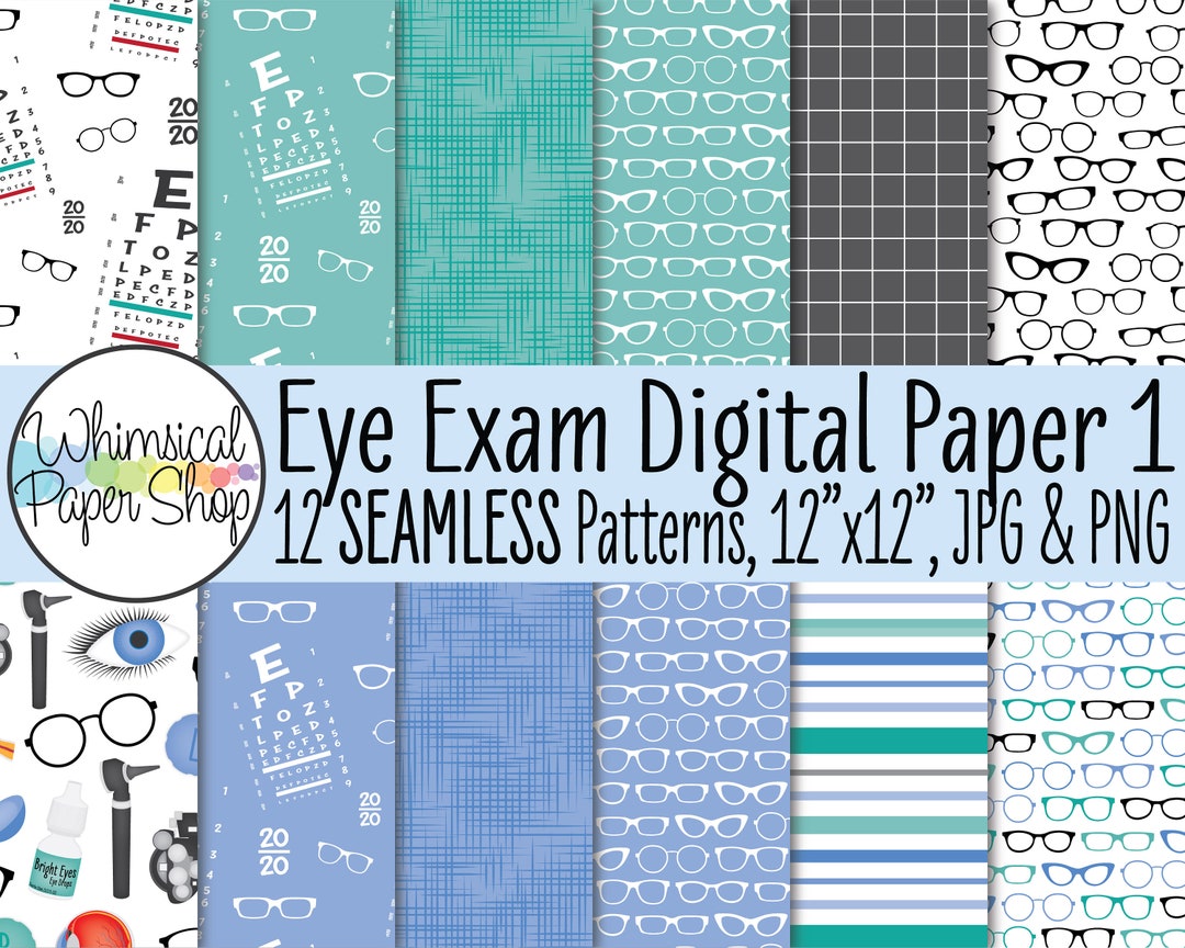 Seamless Glasses Digital Paper 1, Eye Doctor Digital Paper, Optometry ...