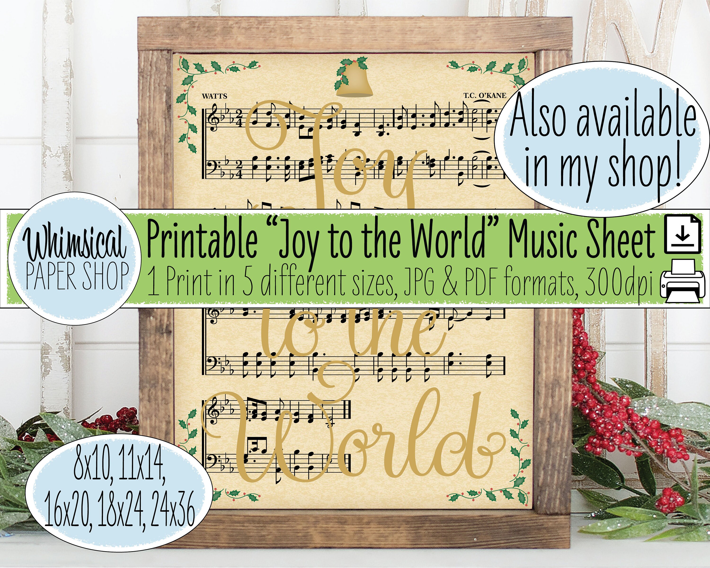 Christmas Song Printables Joy to the World Printable Joy to - Etsy