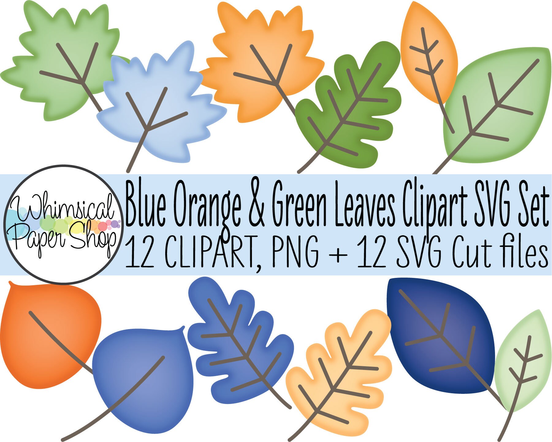 Fall Leaves Clipart SVG Set Fall Leaf Clipart Green Leaf - Etsy
