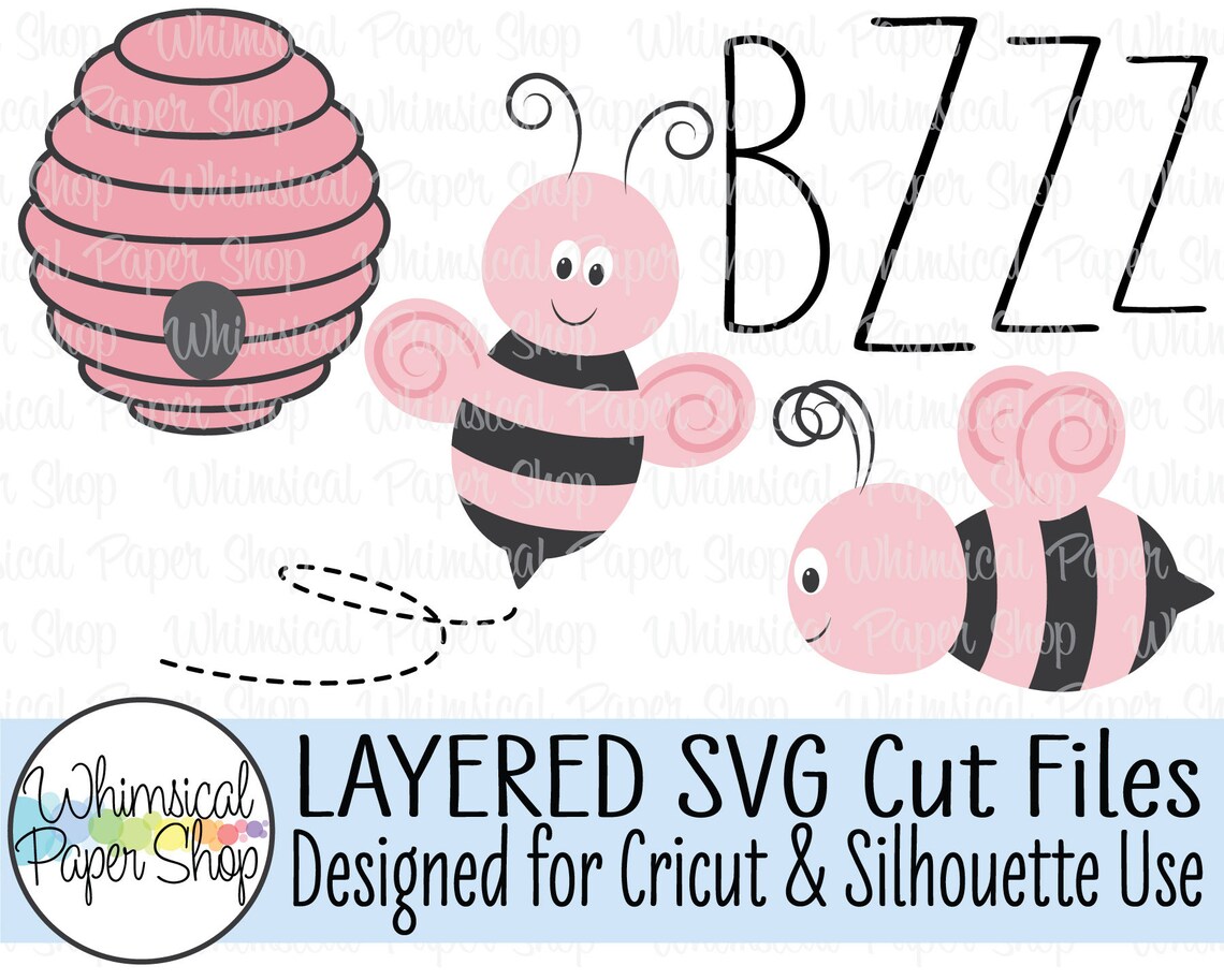 Buzzing Pink Bee PNG SVG Set Bumblebee Clipart Svg Cut Files | Etsy