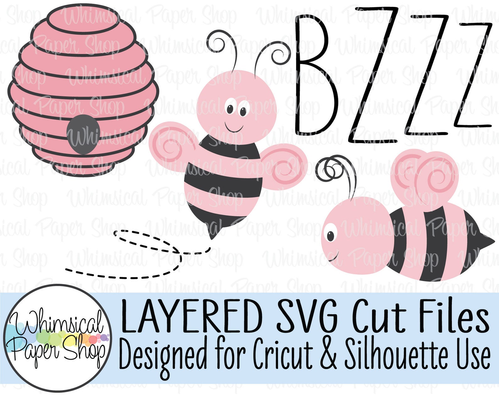Buzzing Pink Bee PNG SVG Set Bumblebee Clipart Svg Cut Files | Etsy