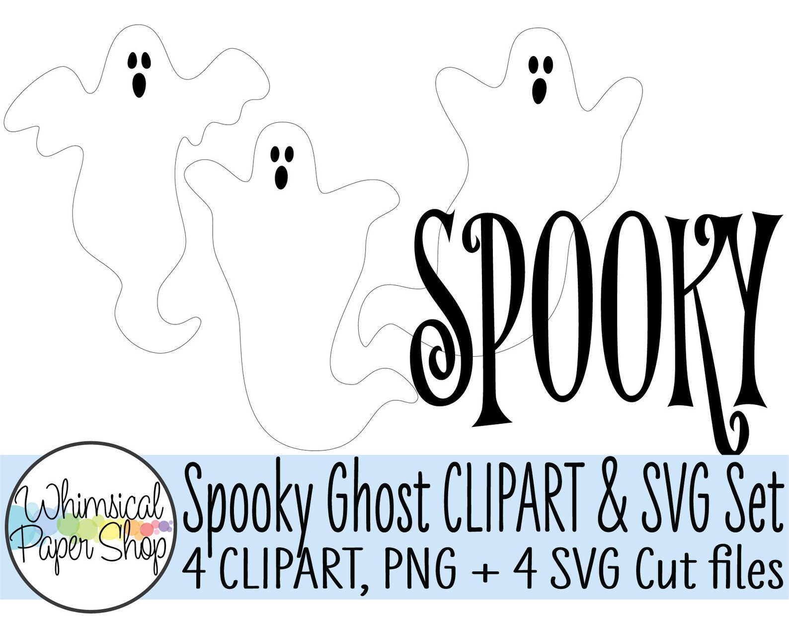 Ghost SVG Clipart Set Ghost Outline Svg Spooky Svg - Etsy