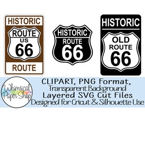 Vintage Route 66 SVG Clipart Set, Printable Route 66 Sign, Route 66 Png ...