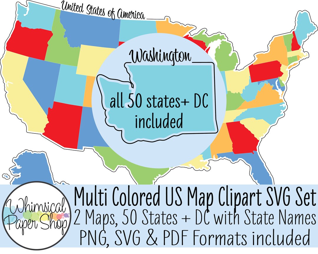 United States Map CLIPART SVG PDF Set, State Svg, State Outline Svg ...