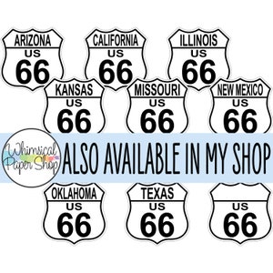 Vintage Route 66 SVG Clipart Set, Printable Route 66 Sign, Route 66 Png ...