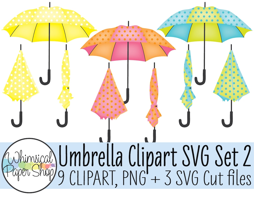Polka Dot Umbrella Clipart SVG Files for Cricut, Rainy Day Clipart ...