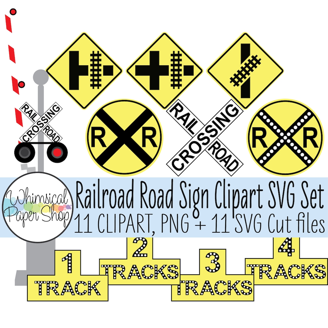 Train Crossing Sign Clipart SVG Set. Railroad Crossing. Railroad Sign ...