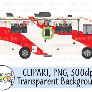 RV Camping Santa Clipart Set, Santa and Mrs Claus, Santa Claus Clipart ...