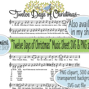 Christmas Song Printables, Twelve Days of Christmas Song Lyrics, 12 ...