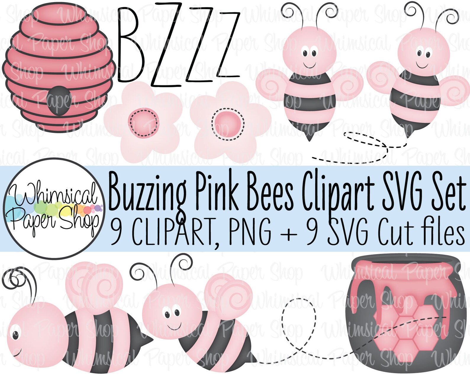 Buzzing Pink Bee PNG SVG Set Bumblebee Clipart Svg Cut Files - Etsy