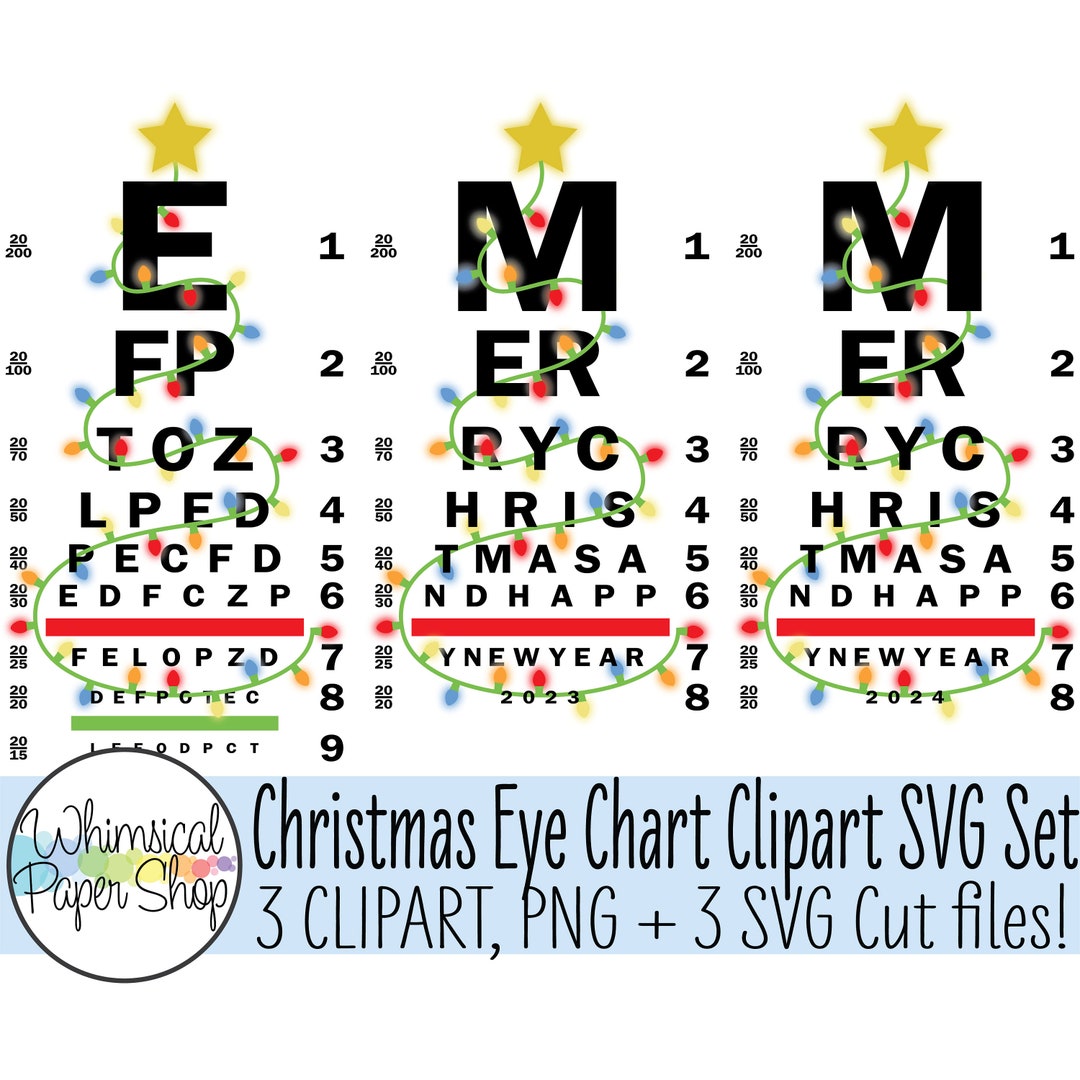 Christmas Eye Chart SVG Clipart, Merry Christmas Tree Eye Chart Clipart ...