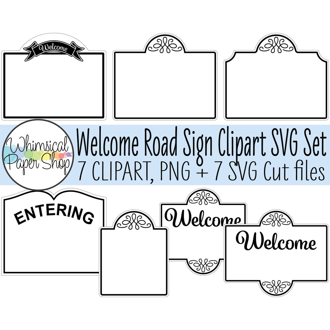 Town Sign SVG Clipart Set. Entering Town Svg. Printable Town Sign ...