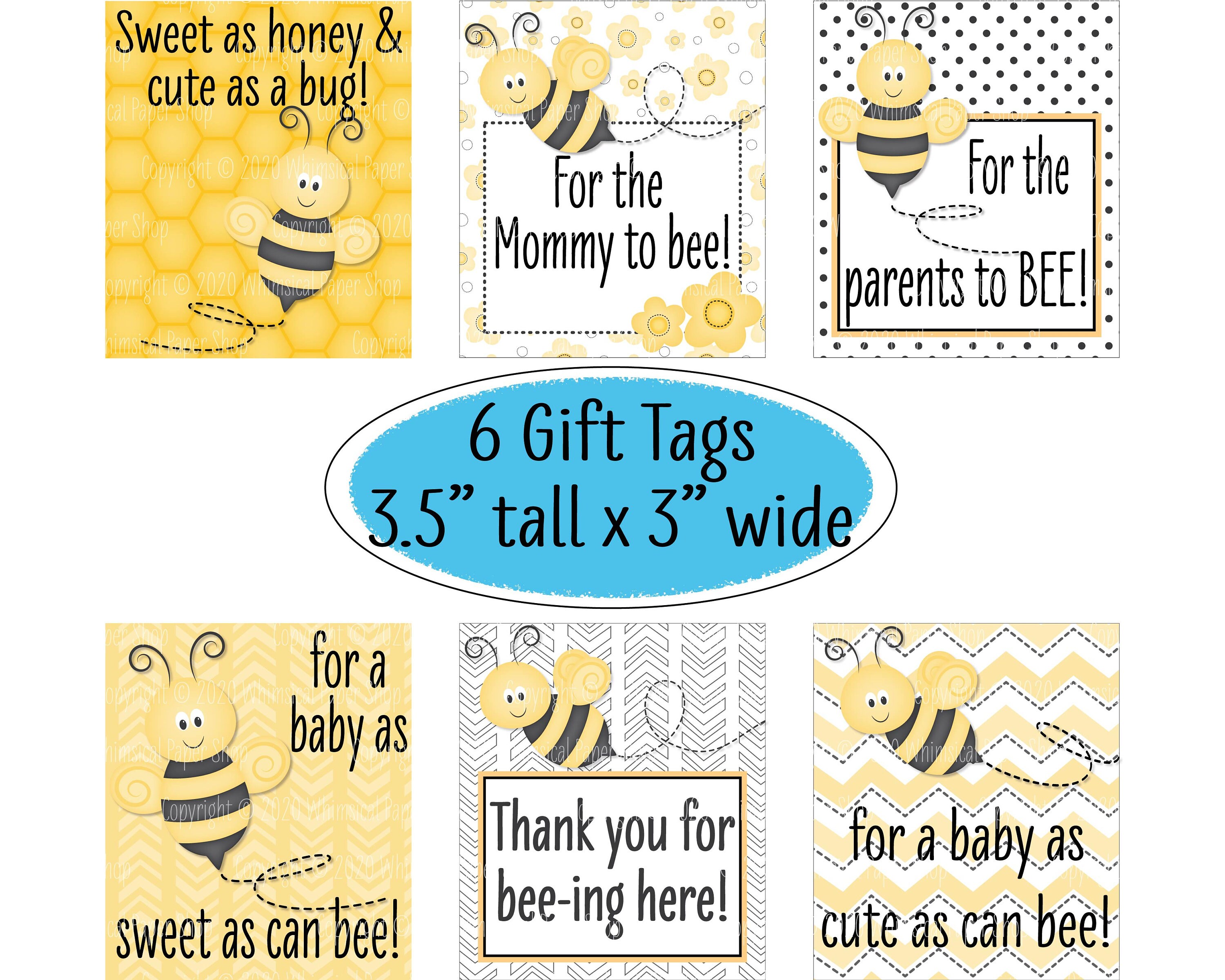 Yellow Baby Bee Gift Tag Set Printable Gift Cards Sweet as - Etsy