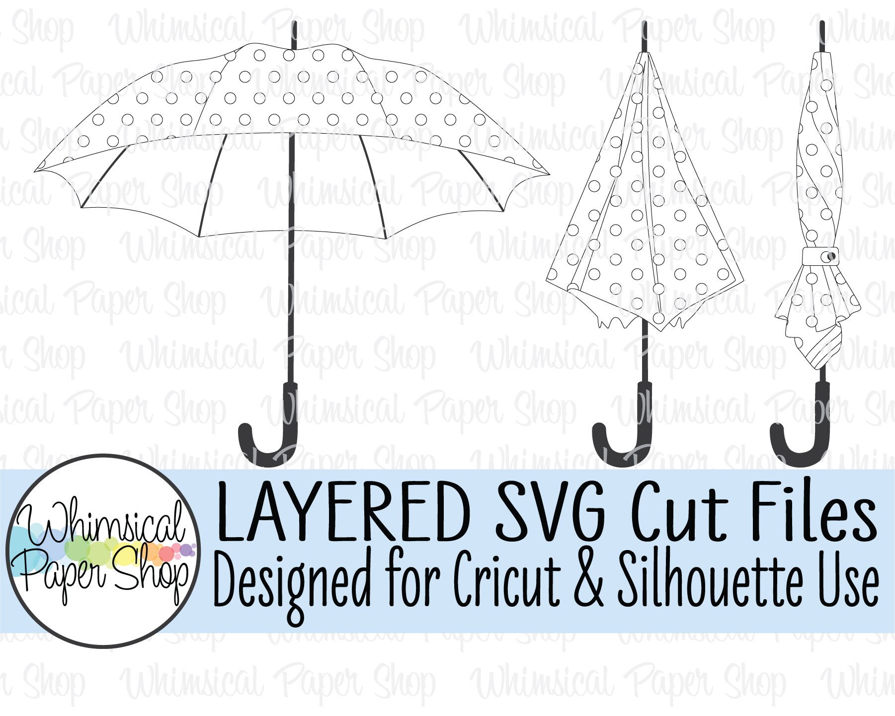 Polka Dot Umbrella Clipart SVG Files for Cricut Rainy Day | Etsy