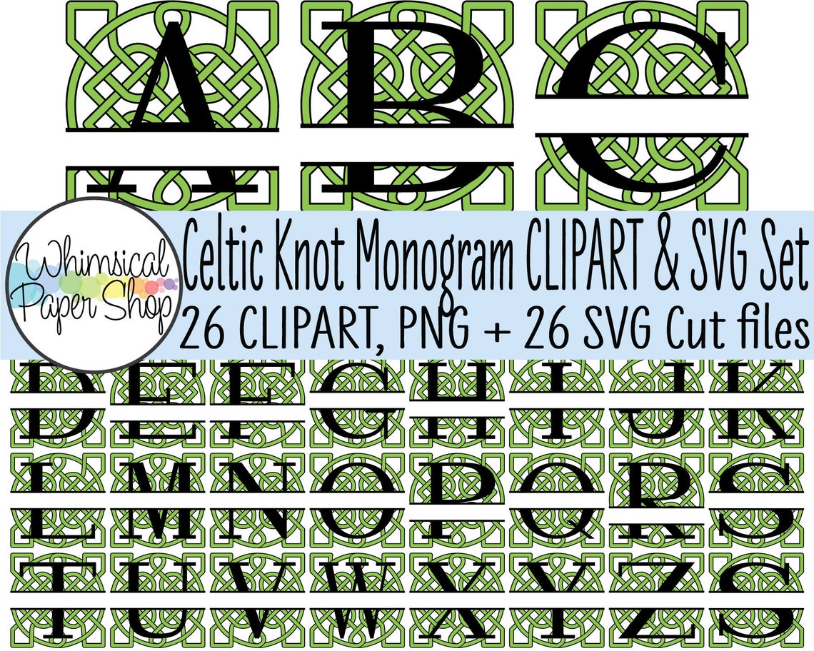 Split Monogram SVG & Clipart Set Monogram Letters Svg Celtic - Etsy