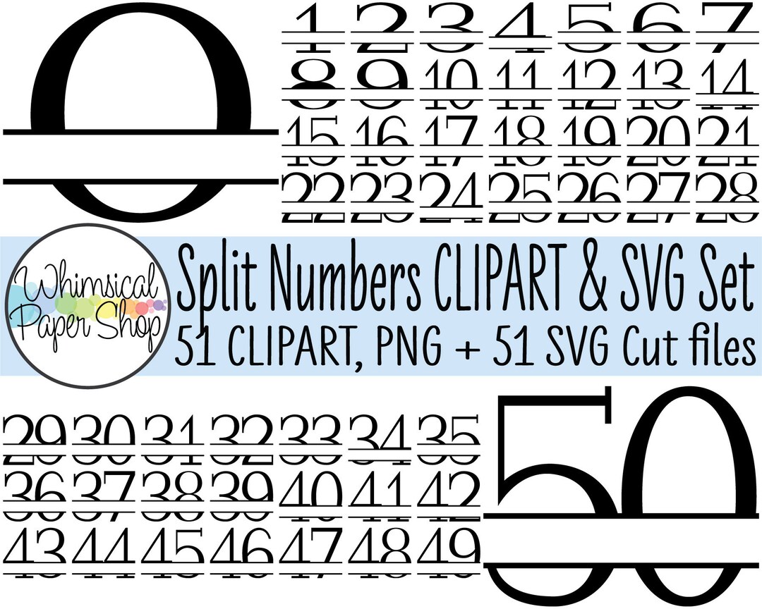 Split Monogram SVG & Clipart Set, Table Number Svg, Split Number Svg ...