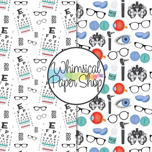 Seamless Eye Chart Digital Paper 2, Eye Doctor Digital Paper, Optometry ...