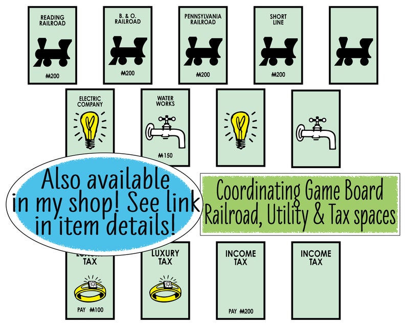 CLIPART Monopoly board property spaces PNG classic board | Etsy