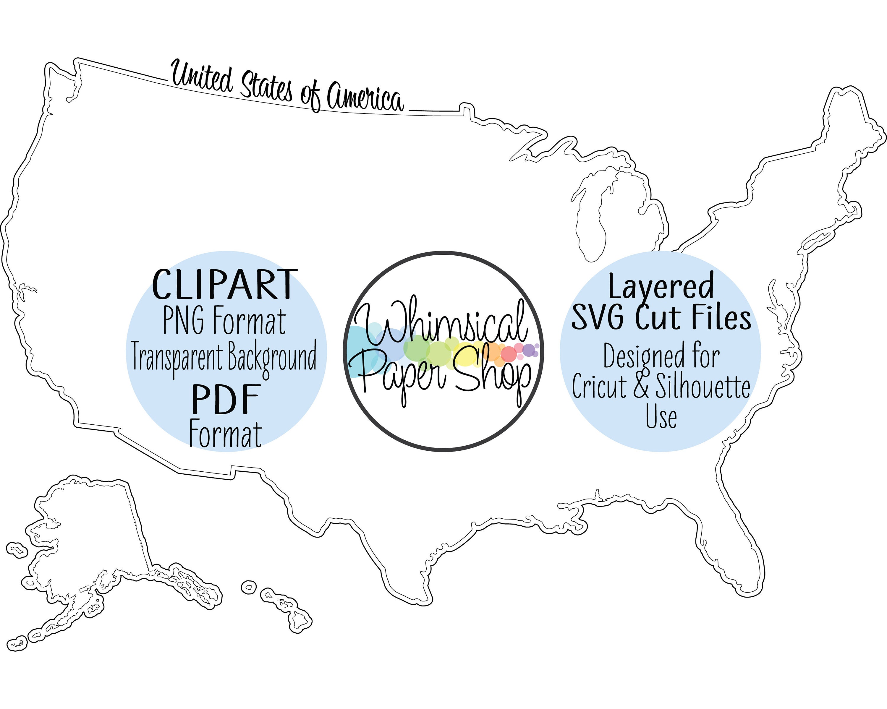 United States Map CLIPART SVG PDF Set State Svg State - Etsy