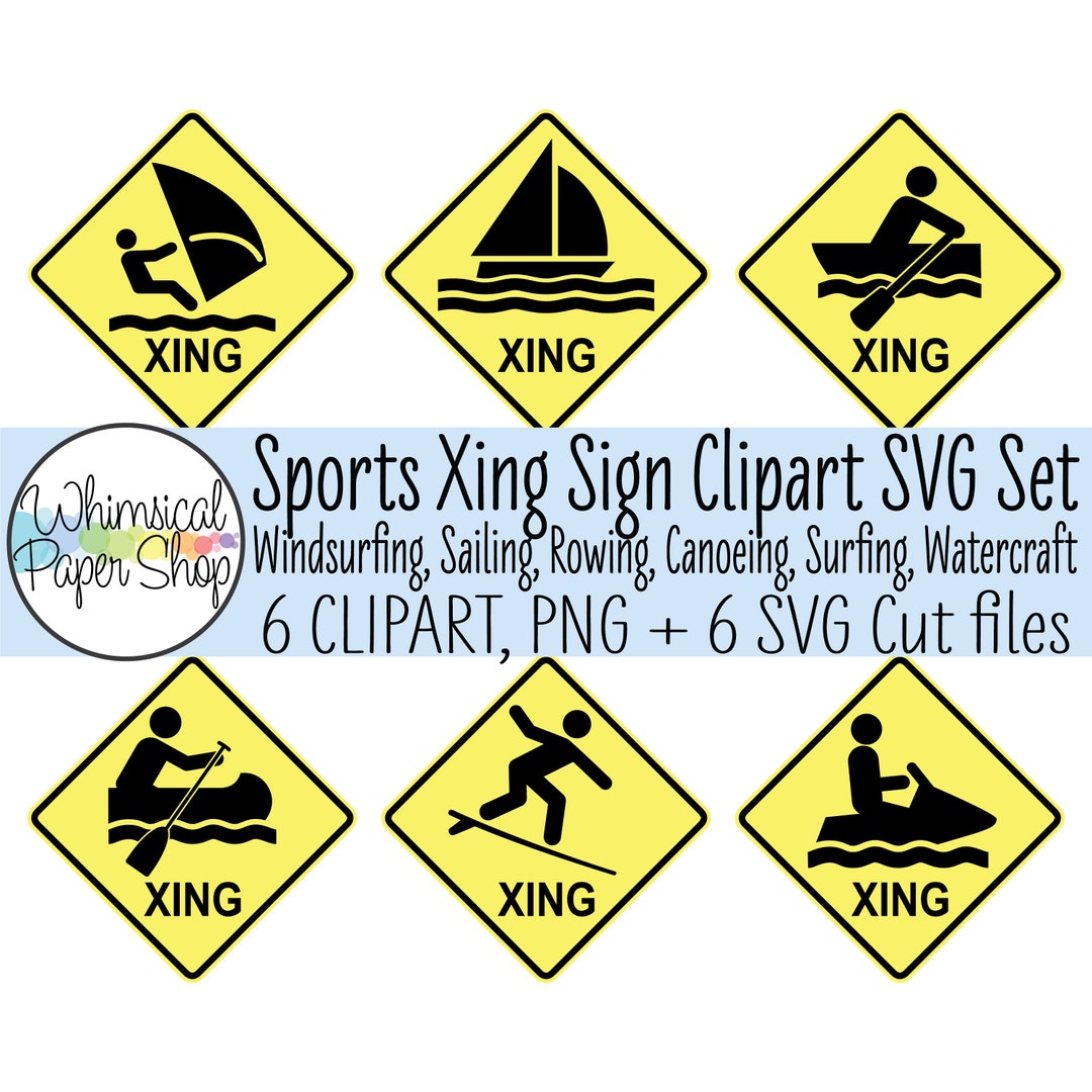 Printable Crossing Sign SVG Clipart, Windsurf Xing, Sailing Xing, Jet ...