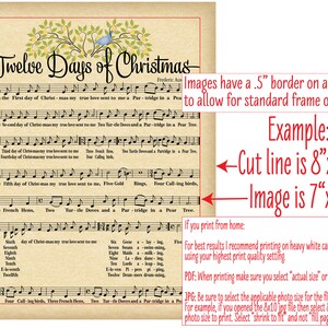 Christmas Song Printables, Twelve Days of Christmas Song Lyrics, 12 ...