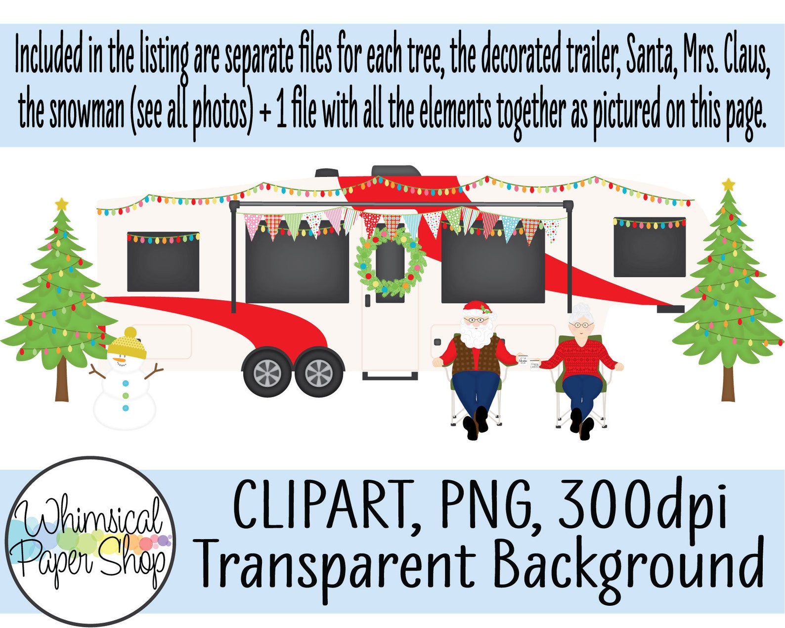 RV Camping Santa Clipart Set Santa and Mrs Claus Santa Claus - Etsy