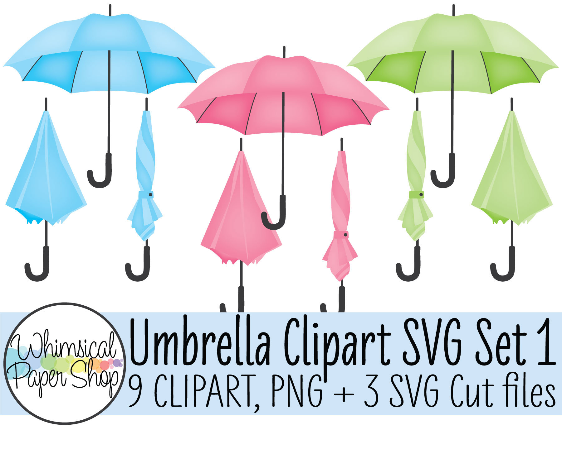 Cute Umbrella Clipart Svg Files For Cricut Rainy Day Clipart Etsy