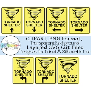 Tornado SVG & Clipart Set. Tornado Shelter Sign Clipart. Tornado Sign ...