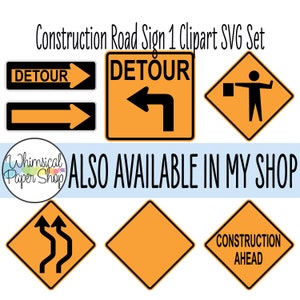 Construction Clipart SVG Set2, Printable Construction Sign, Detour ...