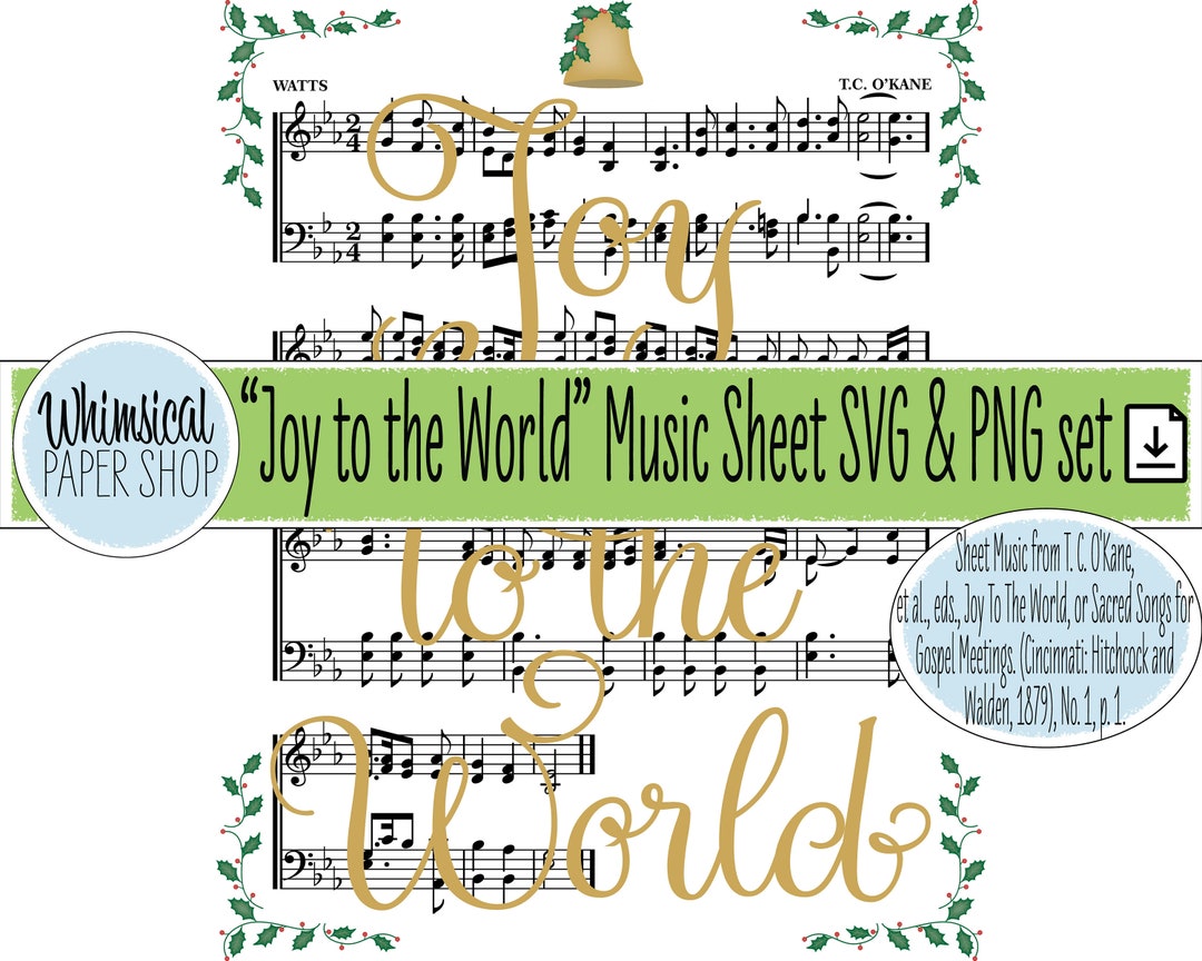 Christmas Carol Sheet Music SVG PNG, Joy to the World Svg, Joy to the ...