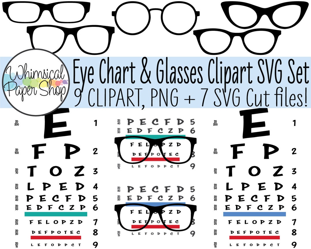 Glasses SVG Clipart, Eye Chart SVG Clipart, Eye Glasses Clipart ...
