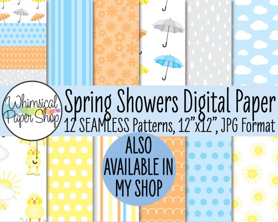 Blue Umbrella Shower Clipart